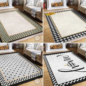 Polka Dot Area Rug Black Home Carpet Check Anti Slip Rug Sunflower ...