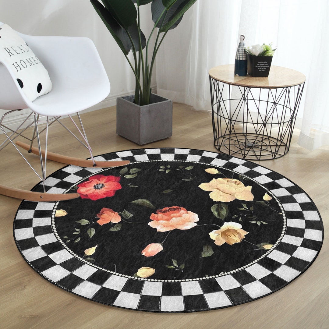 Rose Round Rugparadise Floor Carpetchecker Non Slip Circle Rugsgarden ...