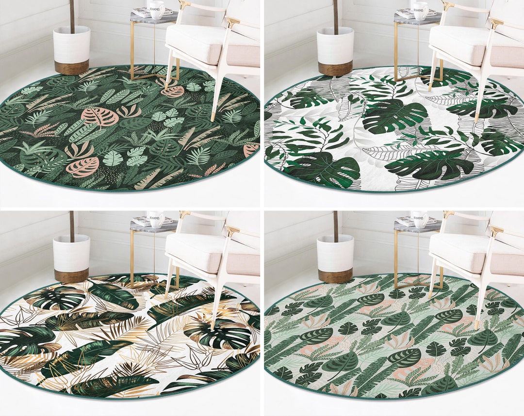 Realhomes Tropical Round Rugexotic Floor Carpetforest Non Slip Circle ...