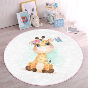 Giraffe Nursery Rugspotted Playmat for Kids Roomanimal Toddler Round ...
