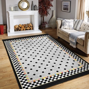 Polka Dot Area Rug Black Home Carpet Check Anti Slip Rug Sunflower ...
