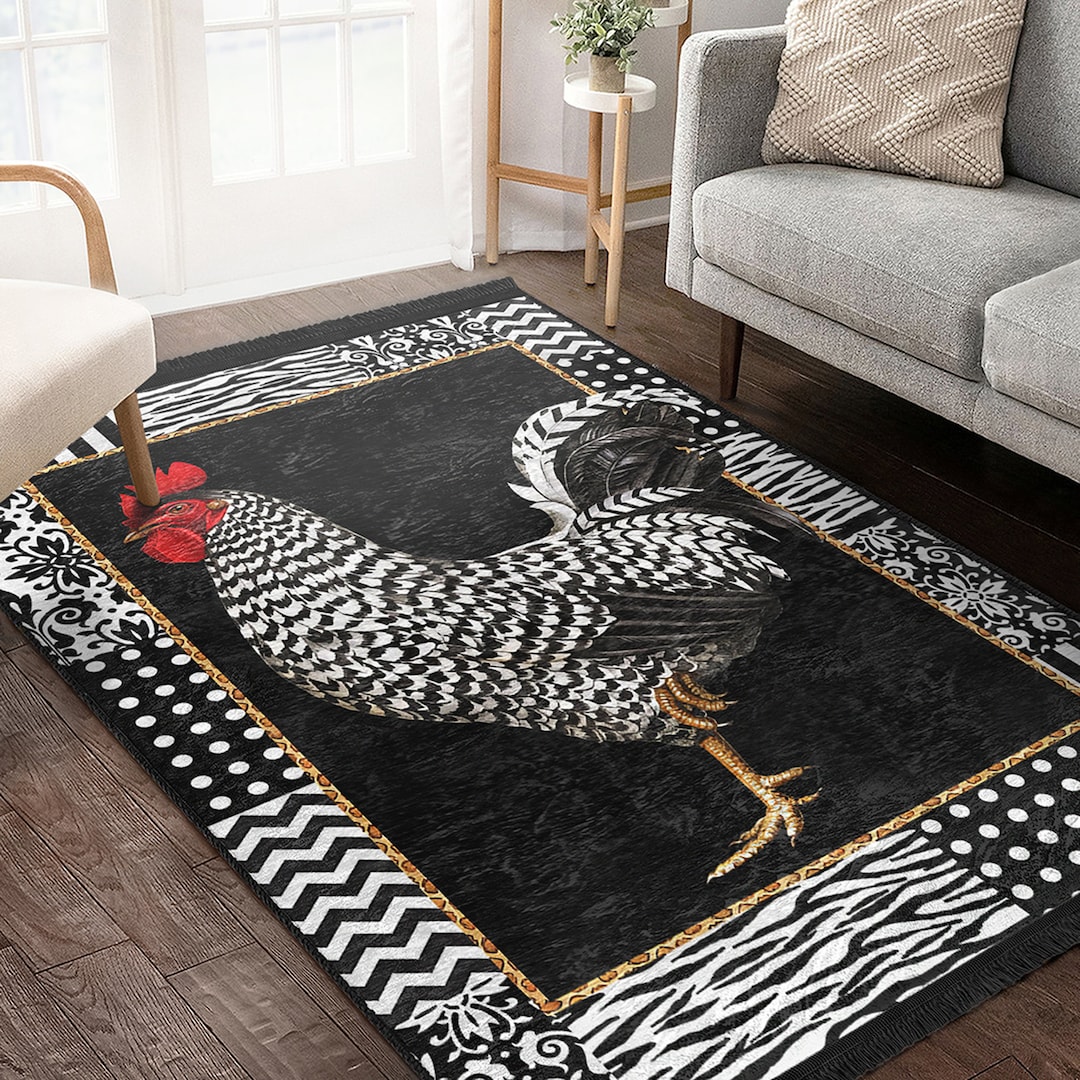 Roster Area Rugblack Chicken Runnerfarmhouse Non Slip Carpetzebra Floor ...