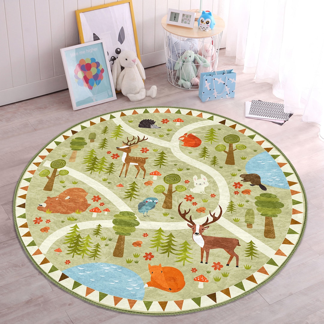 Animals Royality Nursery Rugforest Playmat for Kids Roomhedgehog ...