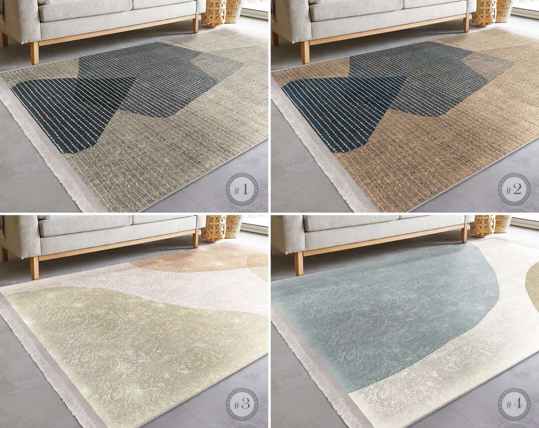 Boho Area Rug Beige Bohemian Carpet Geometric Anti Slip Rug Oddly Shape ...