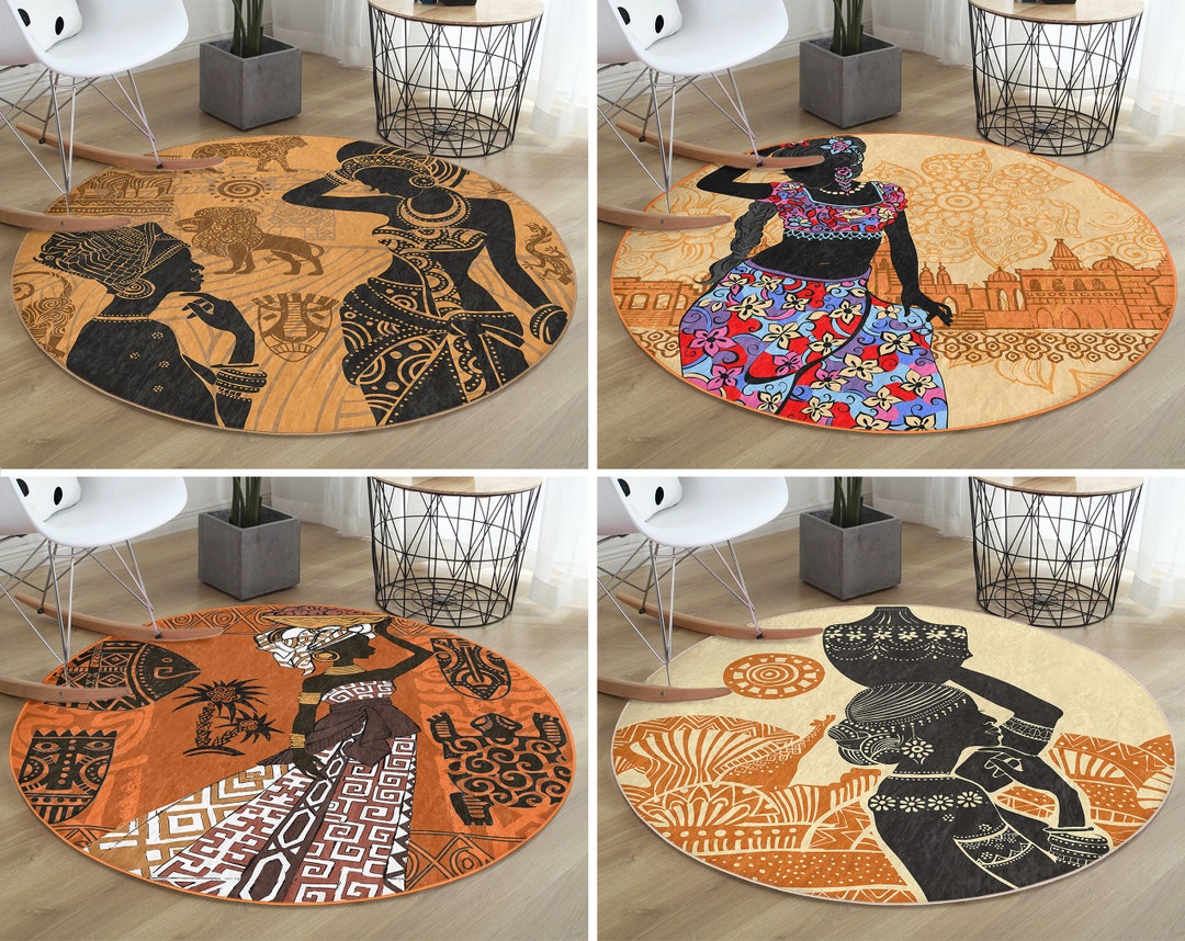 Realhomes African Round Rugprimitive Floor Carpetethnic Non Slip Circle ...