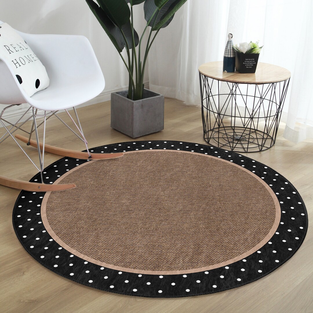 Jute Pattern Round Rugwicker Style Carpetbraided Design Circle Rugpolka ...