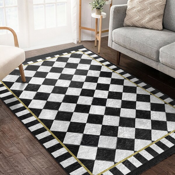 Diamond Area Rug Black - Etsy