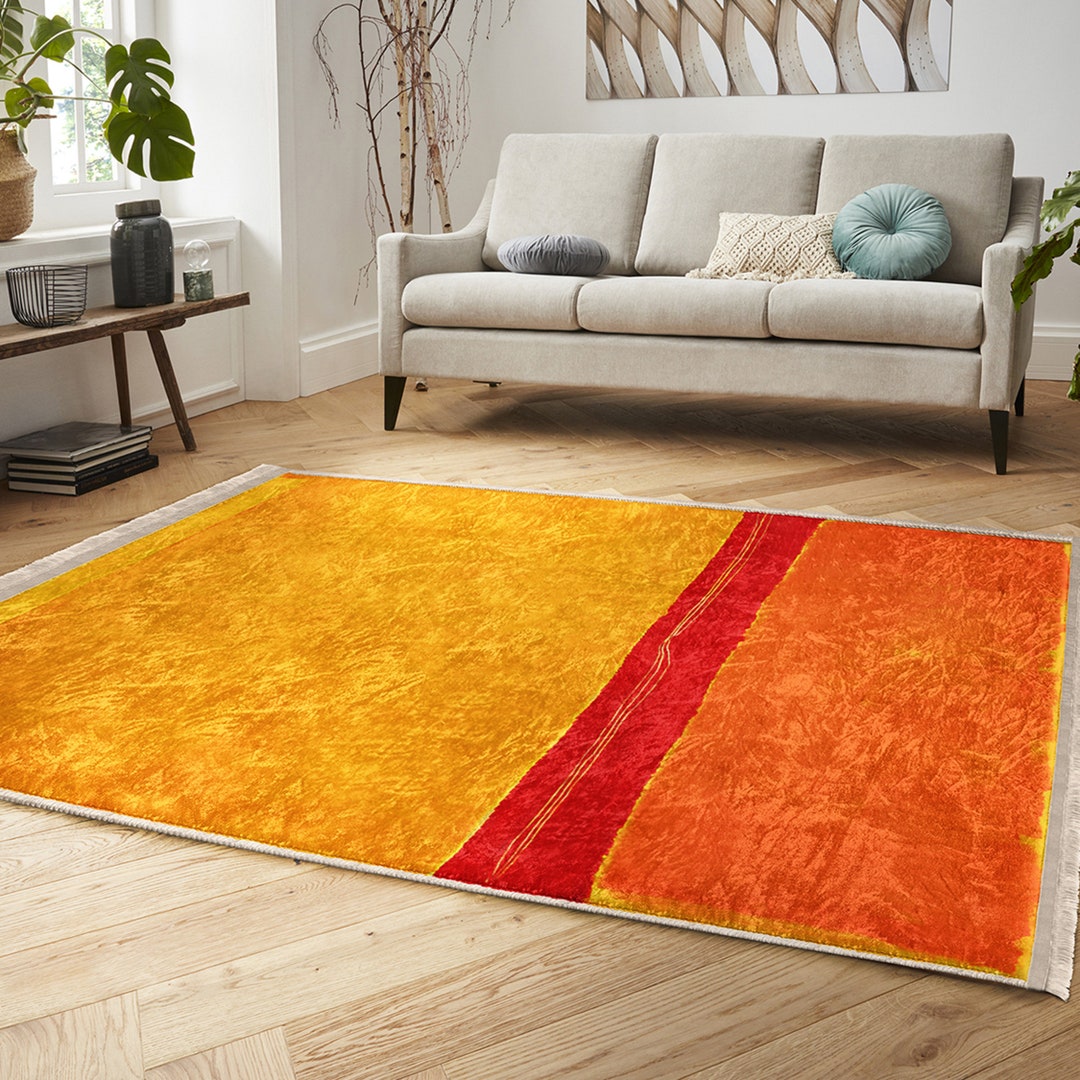 Rothko Area Rugyellow Diveded by Red Rugsectioned Non Slip ...
