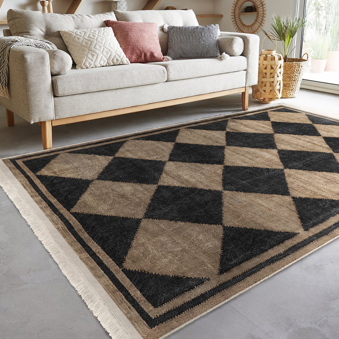 Diamond Shaped Area Rugbrown Argyle Rugsymmetrical Non Slip ...