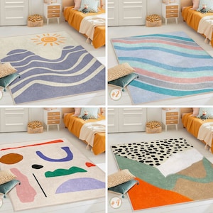 Boho Newborn Rugmid Century Rectangular Toddler Carpetabstract Nursery ...