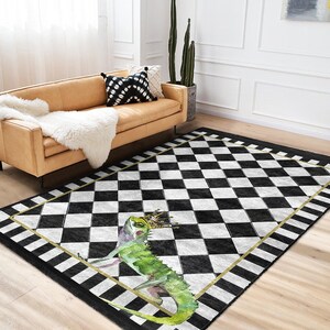 Frog Area Rugblack Argyle Runnerprince Non Slip Carpetcheckered Floor ...