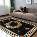 Check Area Rug-black Floral Carpet-traditional Anti Slip Rug-retro ...
