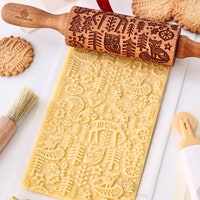 Snowflakes Embossed Rolling Pin Christmas Carved Rolling Pin Xmas Gifts ...
