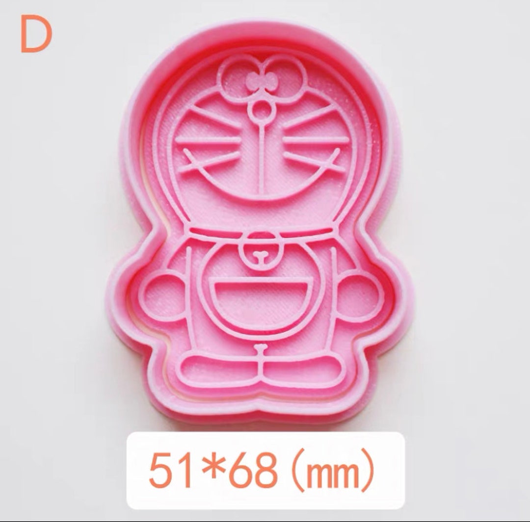 Cartoon Doraemon Cookie Cutter With Stamp, Biscuit Mold, Playdoh Cutter ...