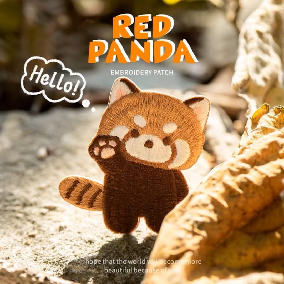 Hello Red Panda Iron On, Sew on Patch, Embroidery Applique - Etsy