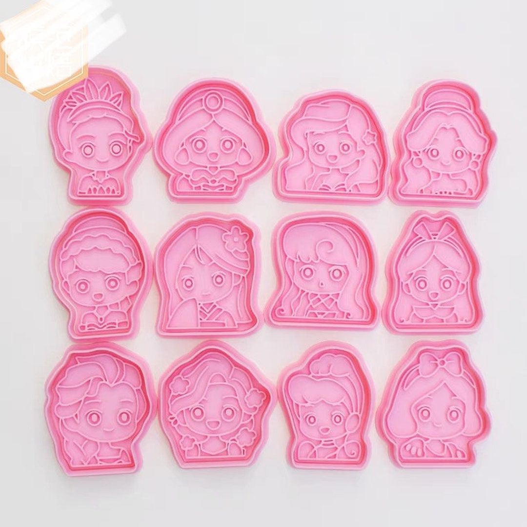 Cartoon Disney Princess Cookie Cutter With Stamp, Biscuit Mold, Playdoh ...