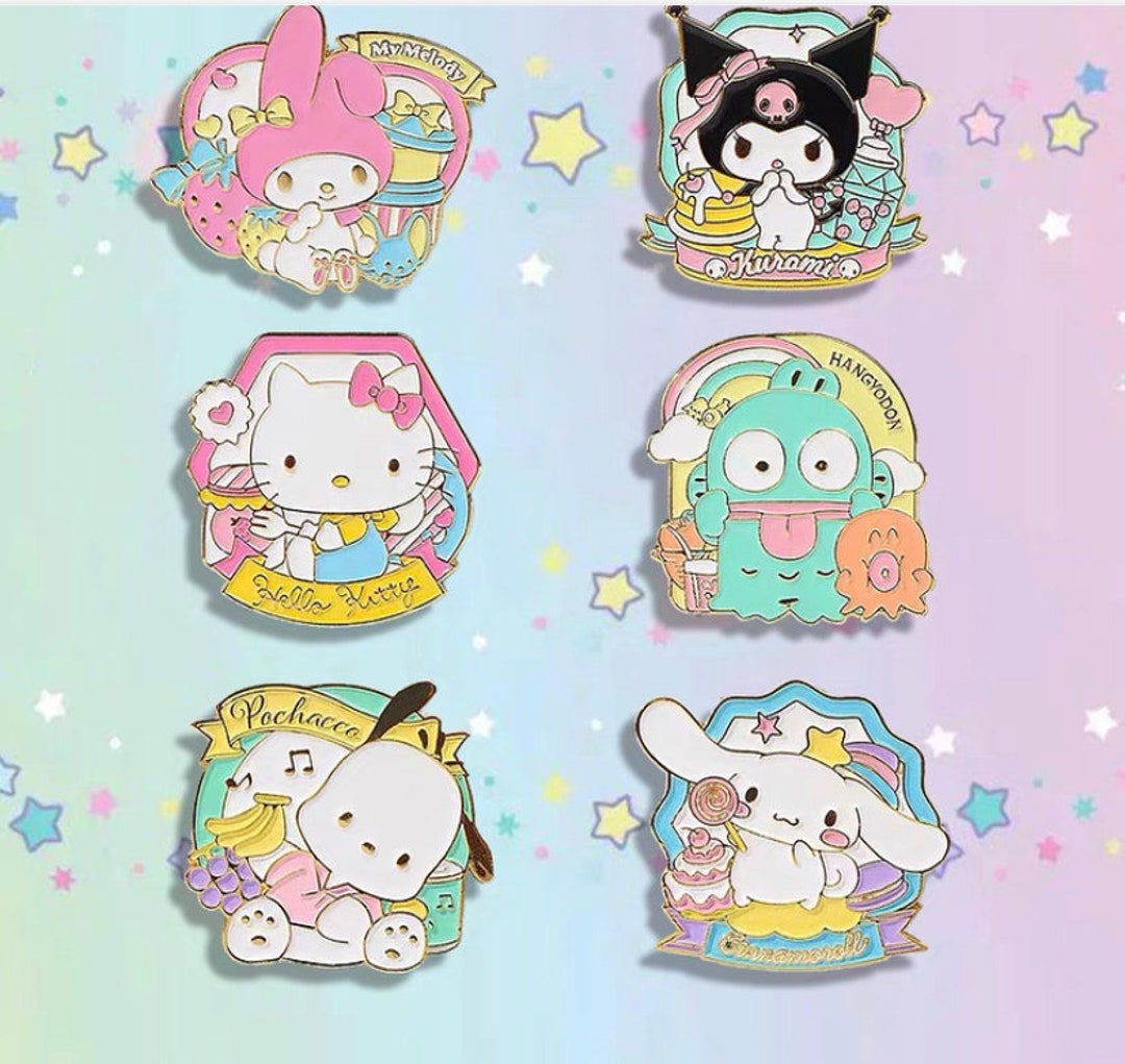 Cute 6pcs Sanrio Enamel Pin Set,diy Craft Supply - Etsy