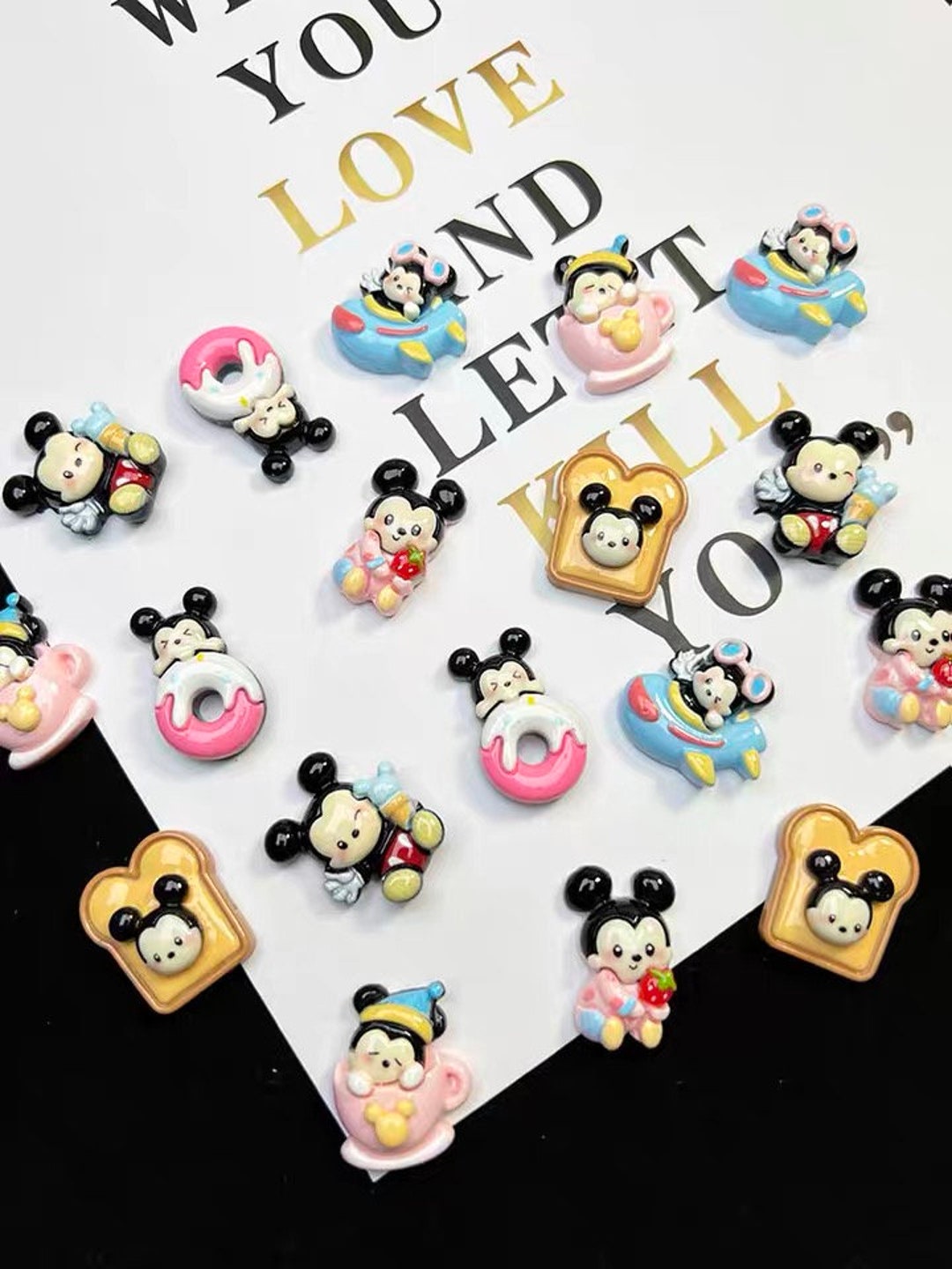 Mickey Resin Flat Back Charm, Random 20pcs,diy Craft Supply - Etsy