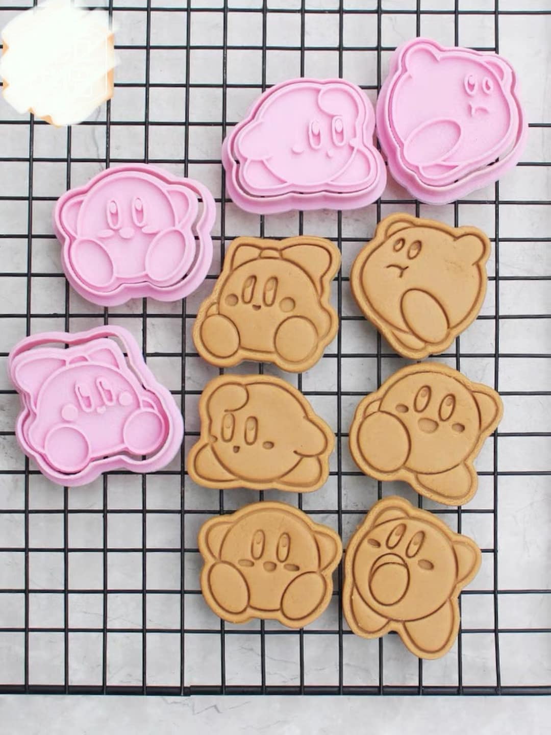 Cartoon Kirby Cookie Cutter With Stamp, Biscuit Mold, Playdoh Cutter ...