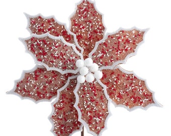 Gingerbread Poinsettia Stem Felted Gingerbread Pick Wreath - Etsy