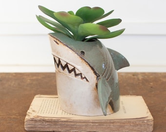 Shark Ceramic Flower Pot Succulent Ceremic Planter Pottery Home Decor ...