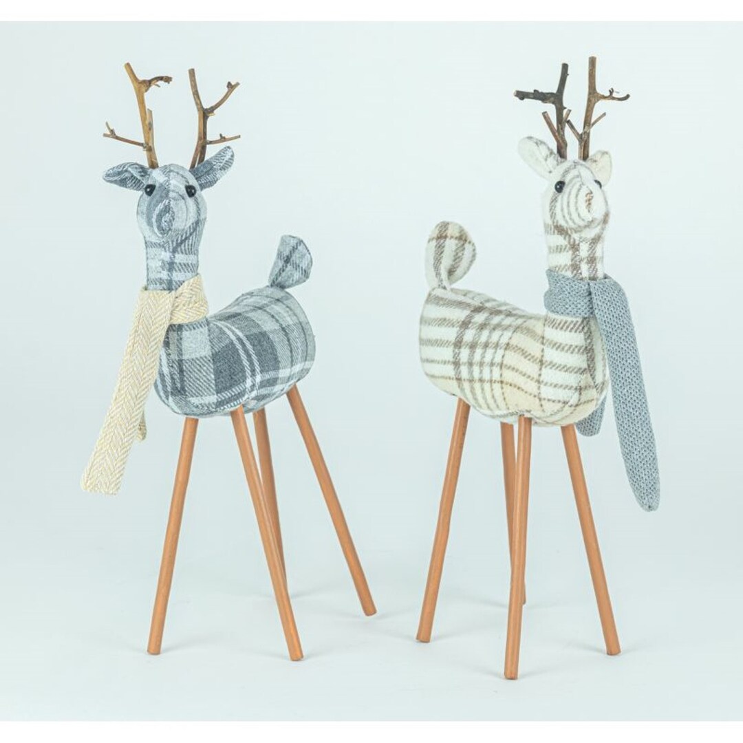 Hazel Plaid Deer Set of 2 - Etsy
