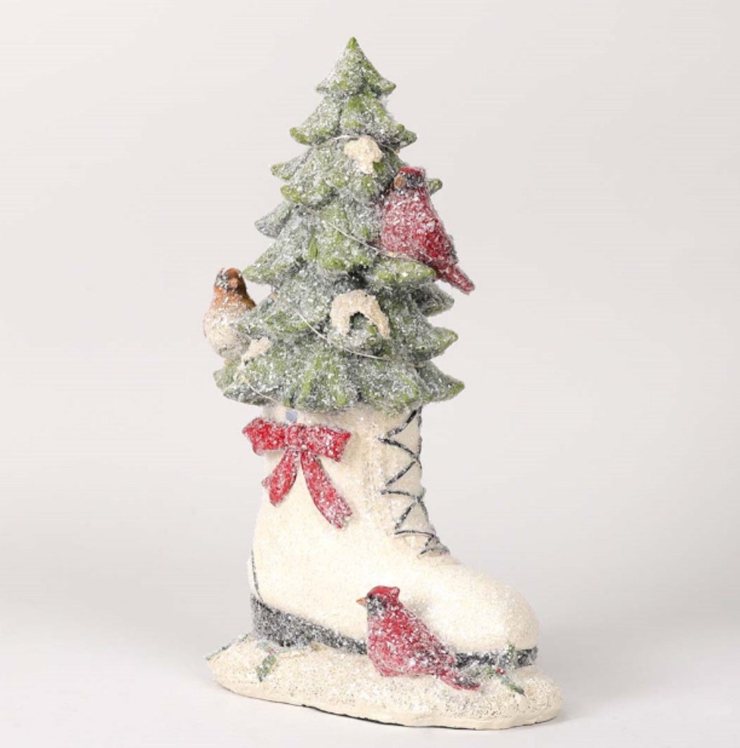 Lighted Ice Skate With Christmas Tree Decor - Etsy