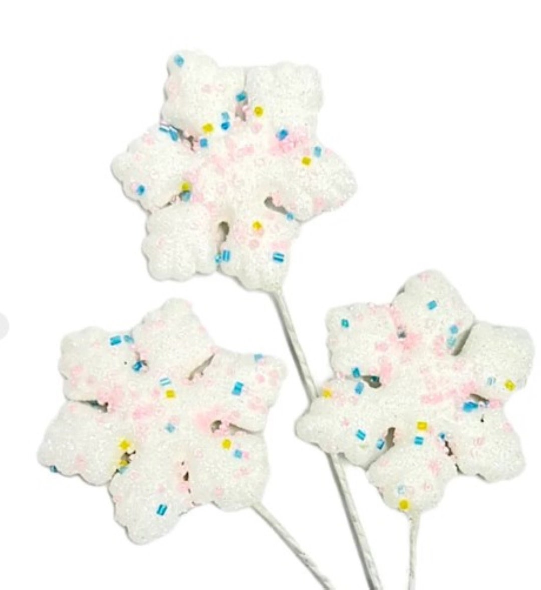 12 White Snowflake Sweets Pick Ornament Set of 4 - Etsy