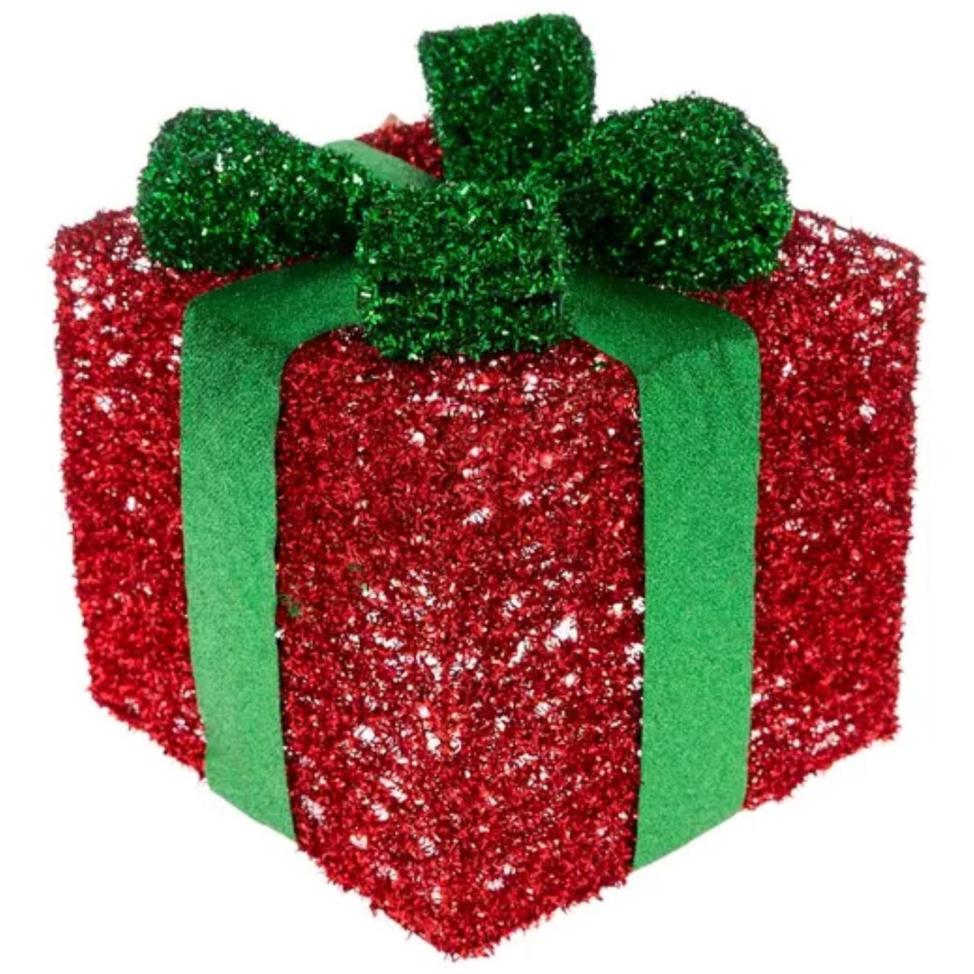 Red and Green Tinsel Present - Etsy
