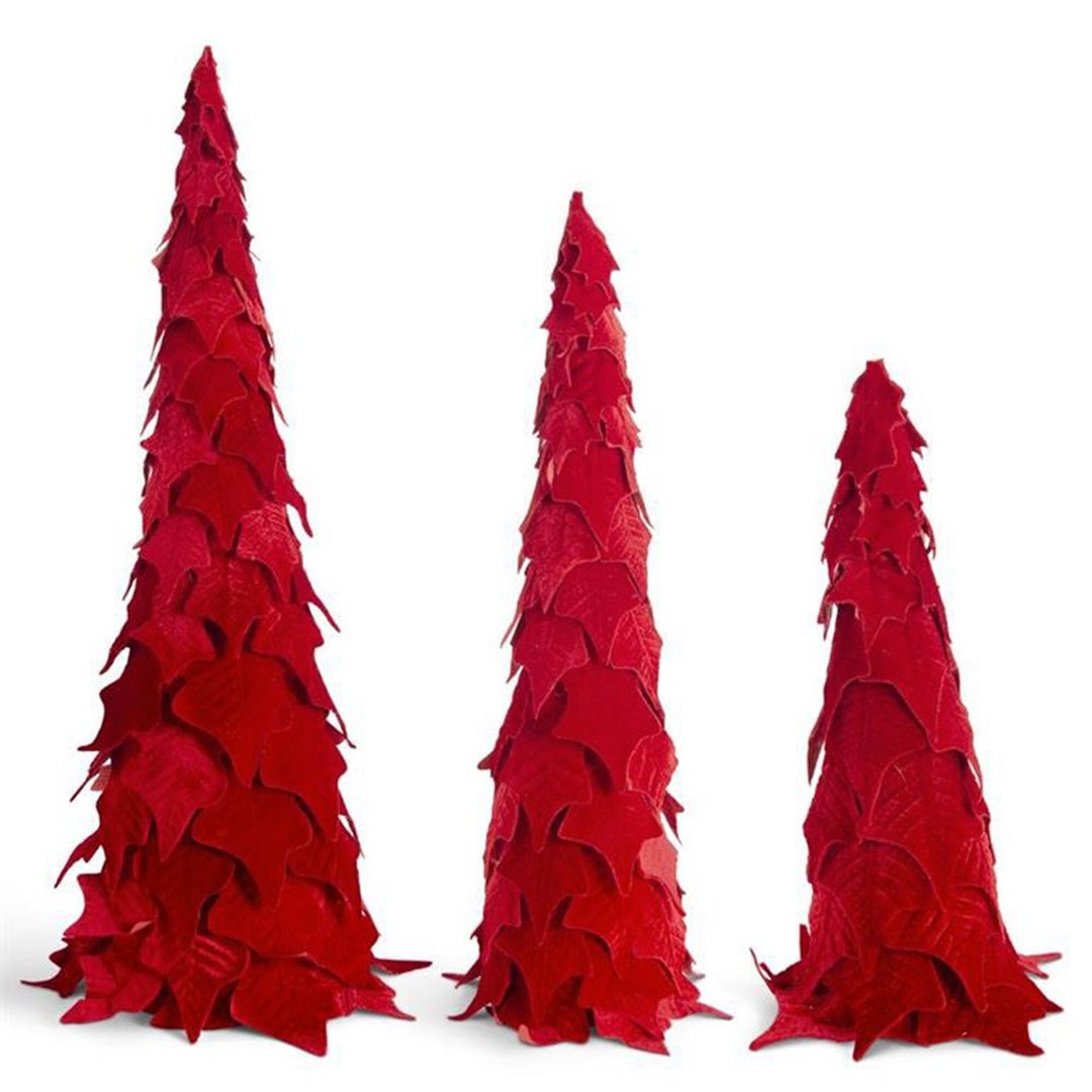 Set of 3 Red Holly Leaf Cone Trees - Etsy