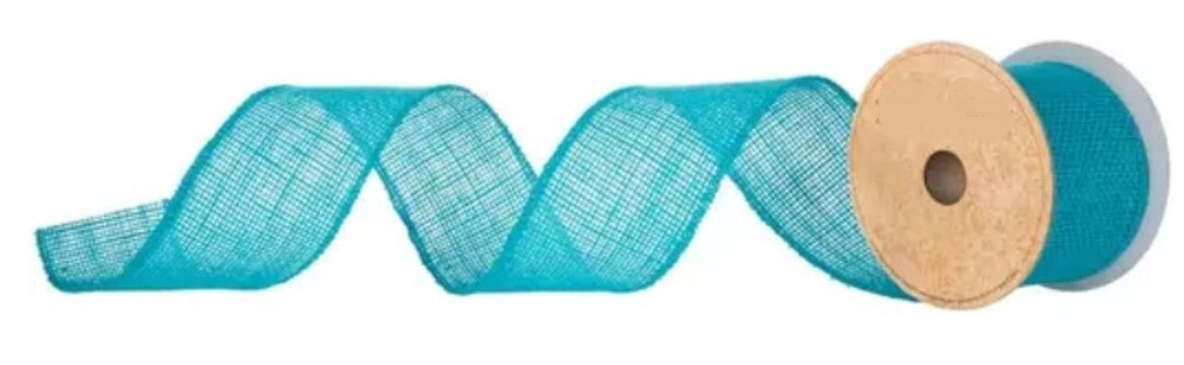 Wired Edge Turquoise Blue Burlap Ribbon-2.5x5yd - Etsy