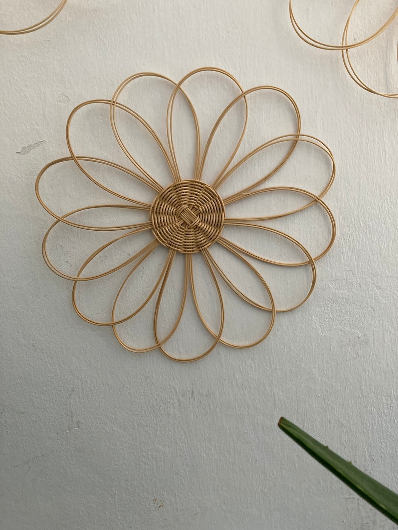 Rattan Daisy Flower Wall Decor 3pcs Boho Decor Wall Hanging - Etsy