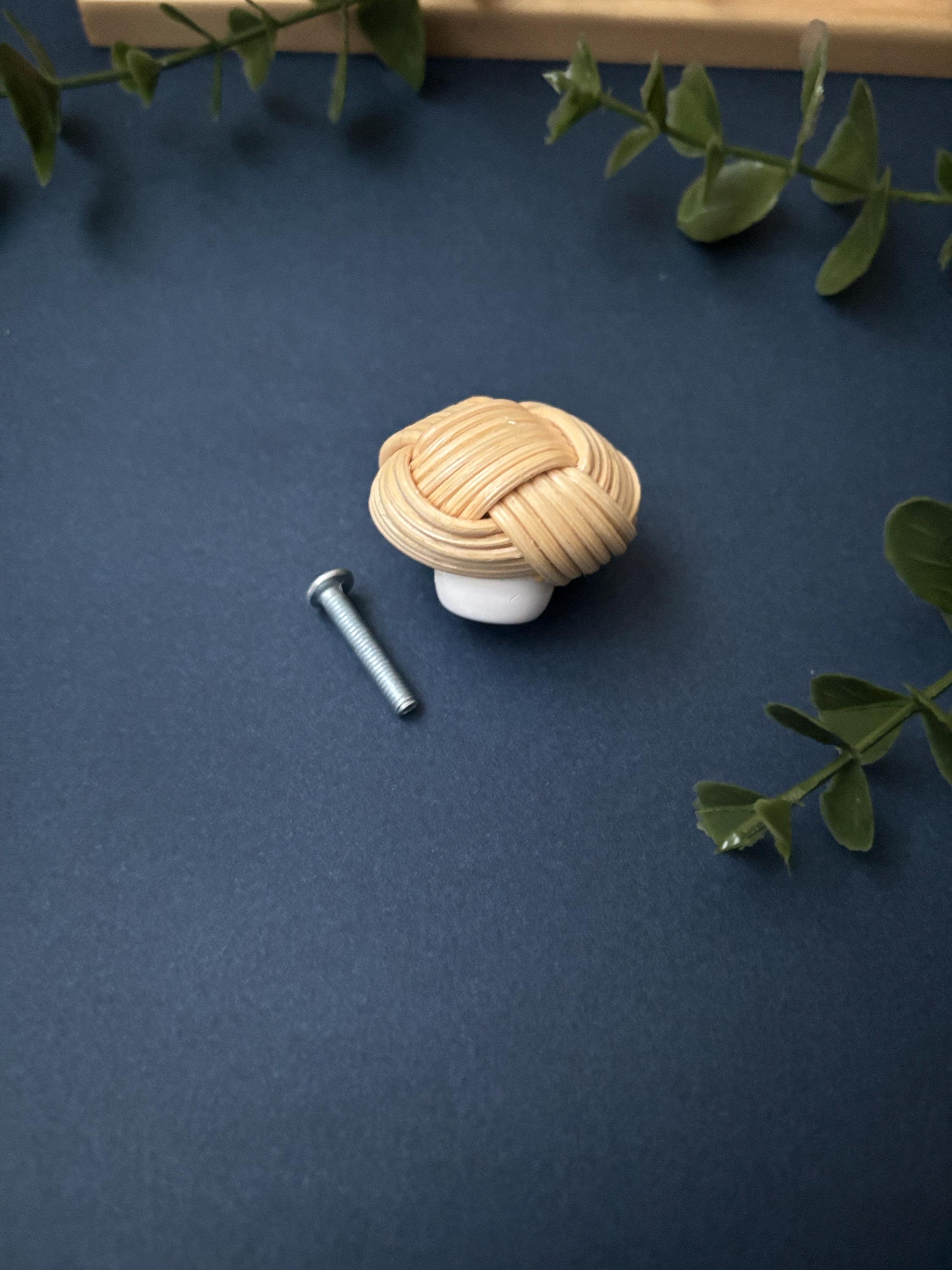 Handmade Natural Rattan Cabinet Knob – Boho Wicker Drawer Pull for ...