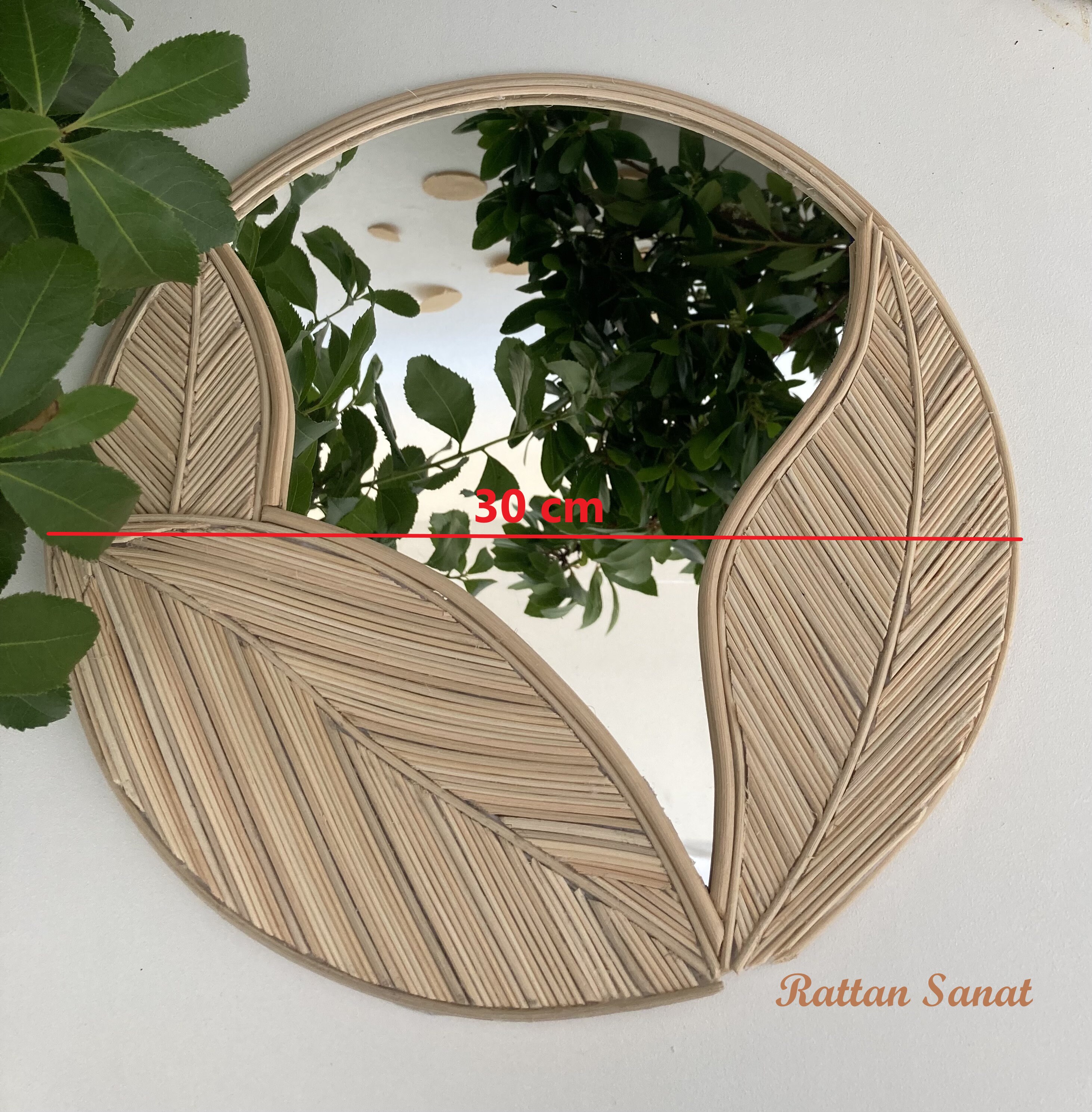 Rattan Tropical Leaf Texture Mirror Round Mirror Leaf Design - Etsy