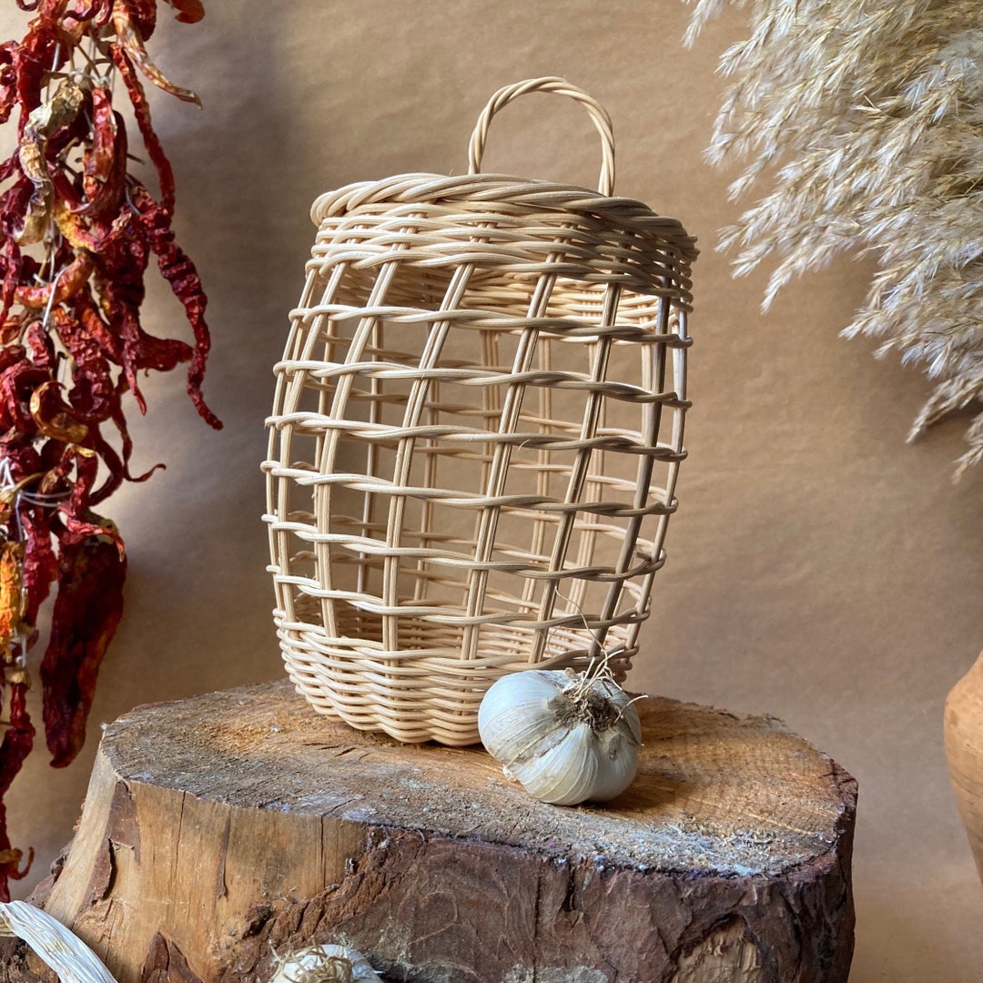 Rattan Woven Multipurpose Basket, Boho Wall Hanging Kitchen Decor ...