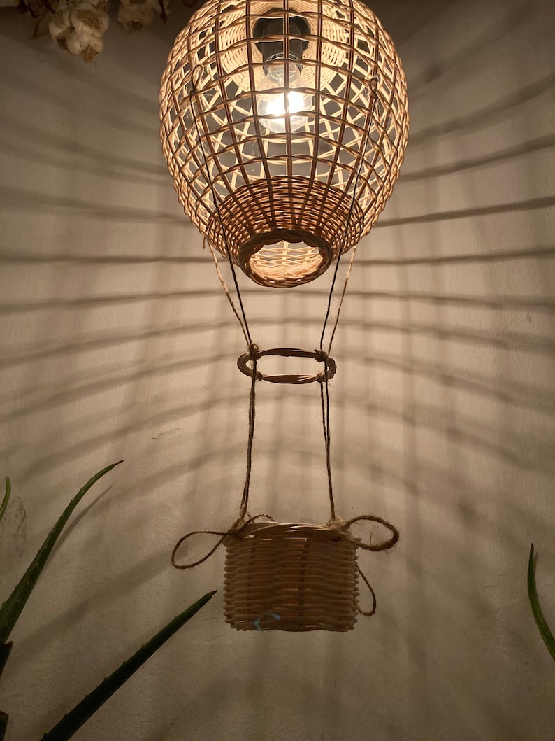 Rattan Medium Hot Air Balloon Boho Pendant Light Kids Room - Etsy