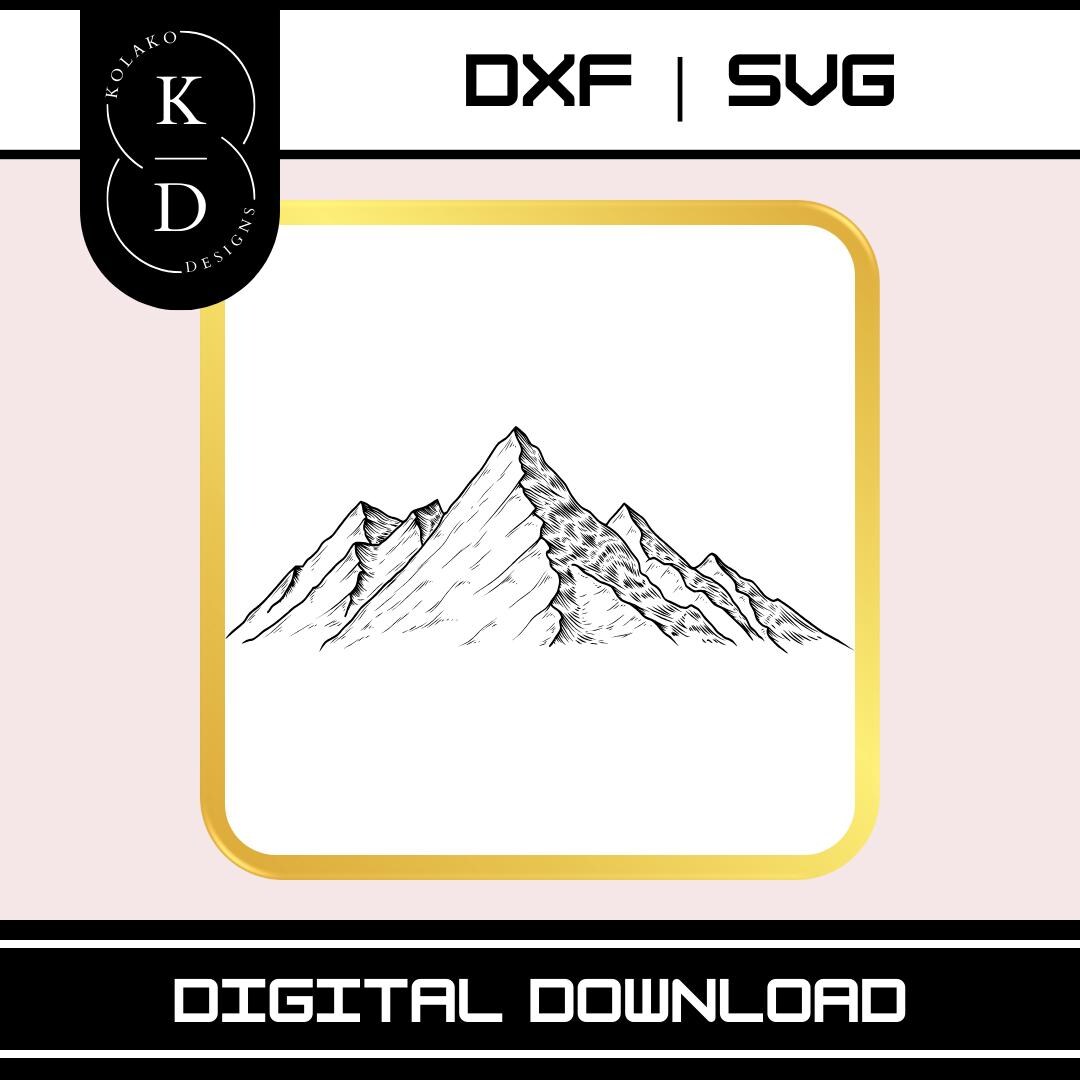 Mountains SVG & DXF | Nature Peaks Summits Graphic Vector CAD Data File ...