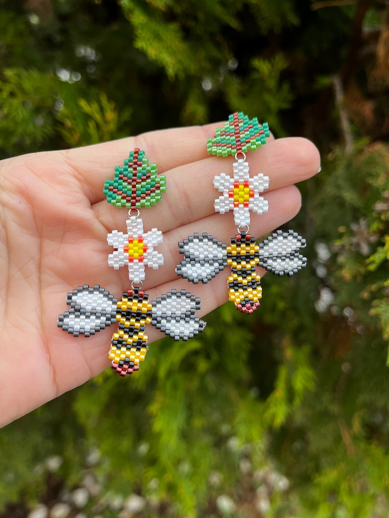Miyuki Earrings,dangle and Drop Miyuki Bee Earrings,funny Earrings ...