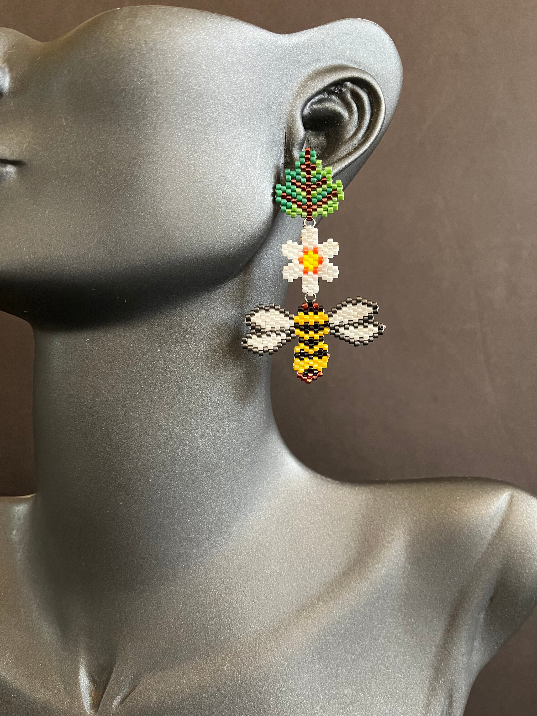 Miyuki Earrings,dangle and Drop Miyuki Bee Earrings,funny Earrings ...