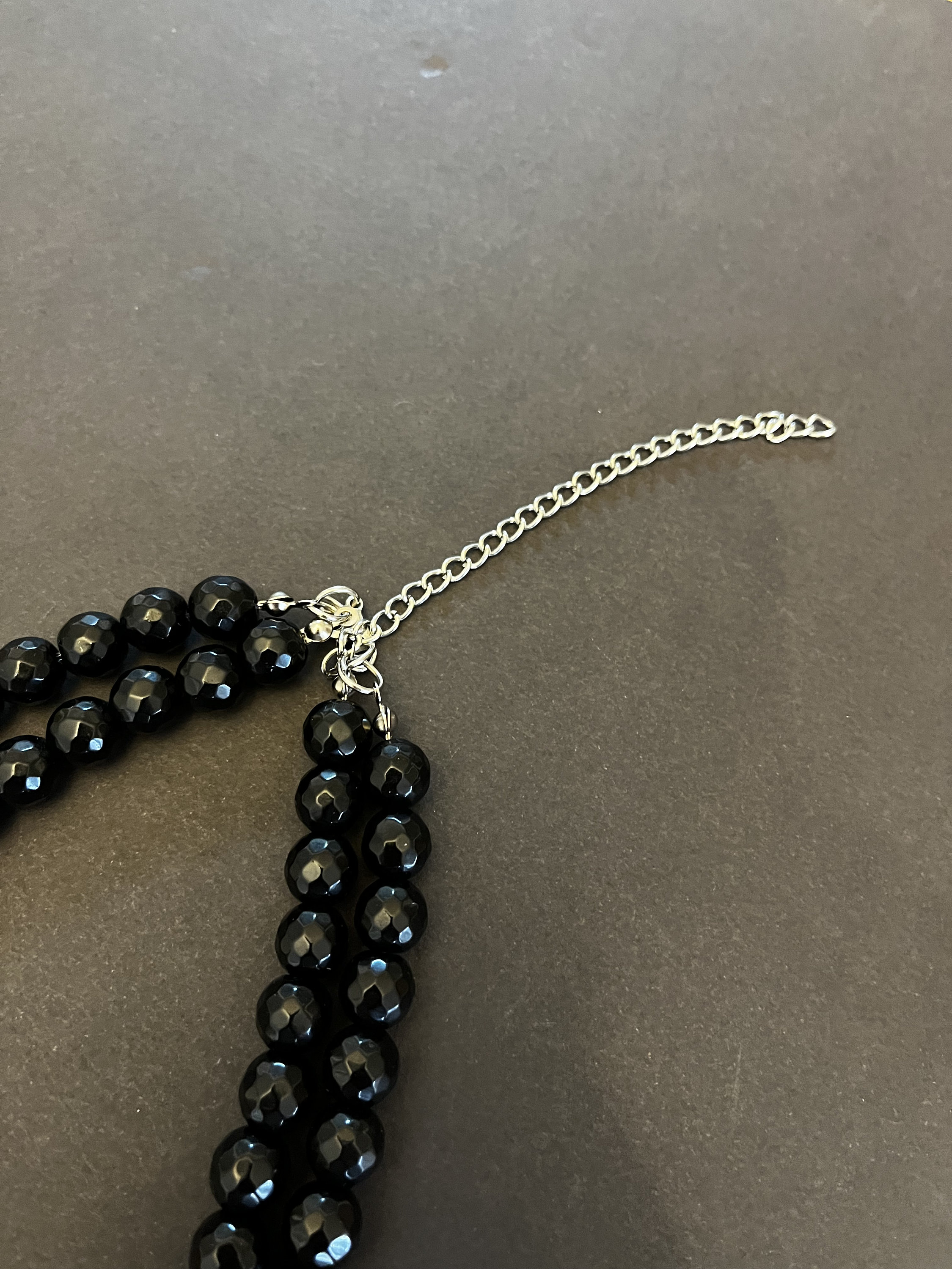 Chunky Fuchsia Jade Stone and Black Onyx Stone Necklace,oversized ...