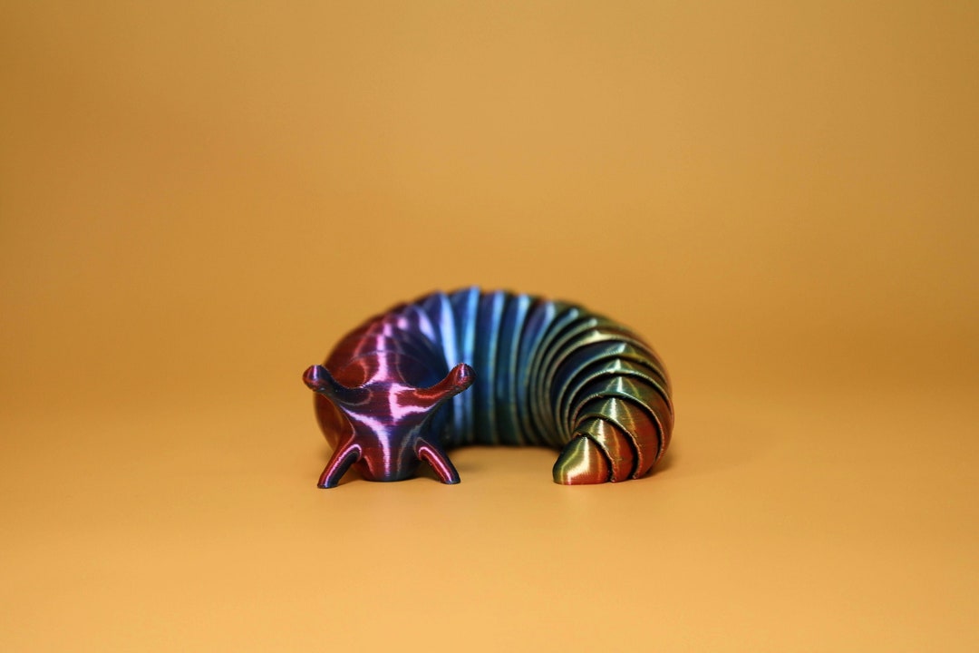 3D Printed Articulated Fidget Slug | Rainbow Color Available ...