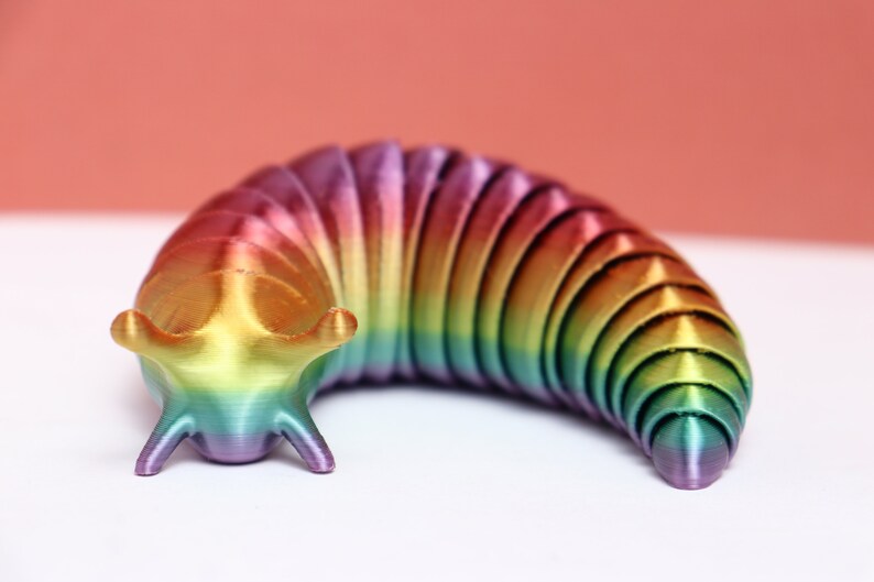 3D Printed Articulated Fidget Slug Rainbow Color Available - Etsy