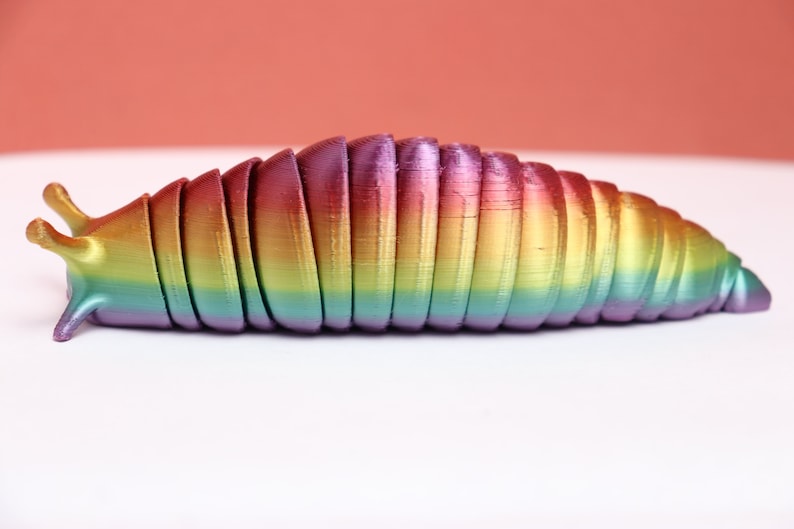 3D Printed Articulated Fidget Slug Rainbow Color Available - Etsy