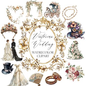 Victorian Wedding Watercolor Clipart Bundle - Vintage Bridal Collection ...