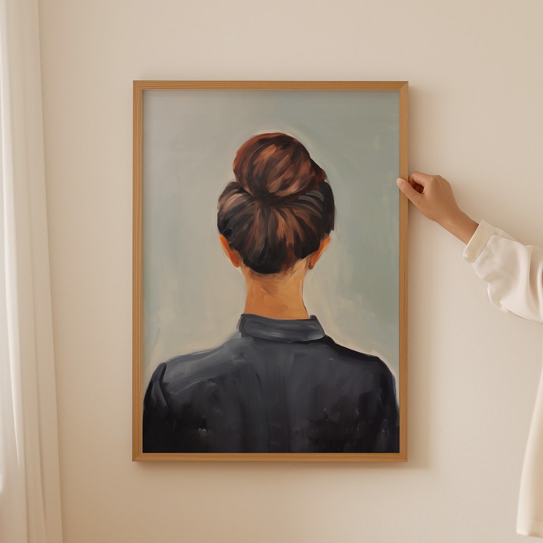 Back View of a Woman, Woman's Back Art Print - With Hair in Bun ...