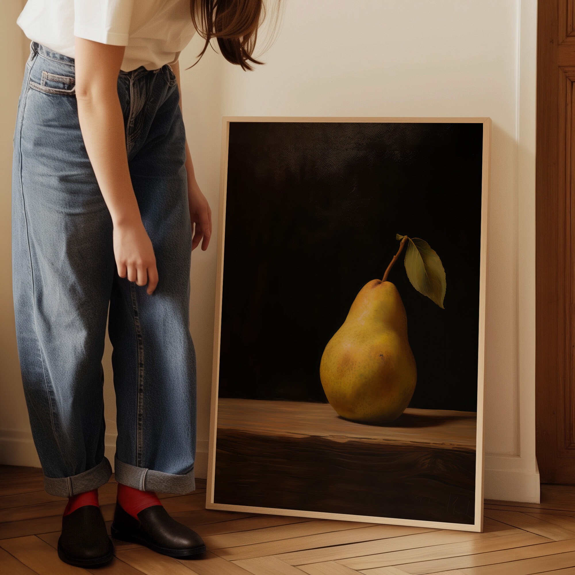 Moody Pear Still Life Art Print, Pear Kitchen Wall Art, Printable Wall ...