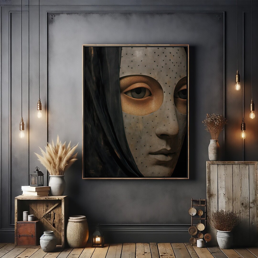 Woman in Dotted Mask Art Print, Vintage Woman's Portrait, A Woman in A ...