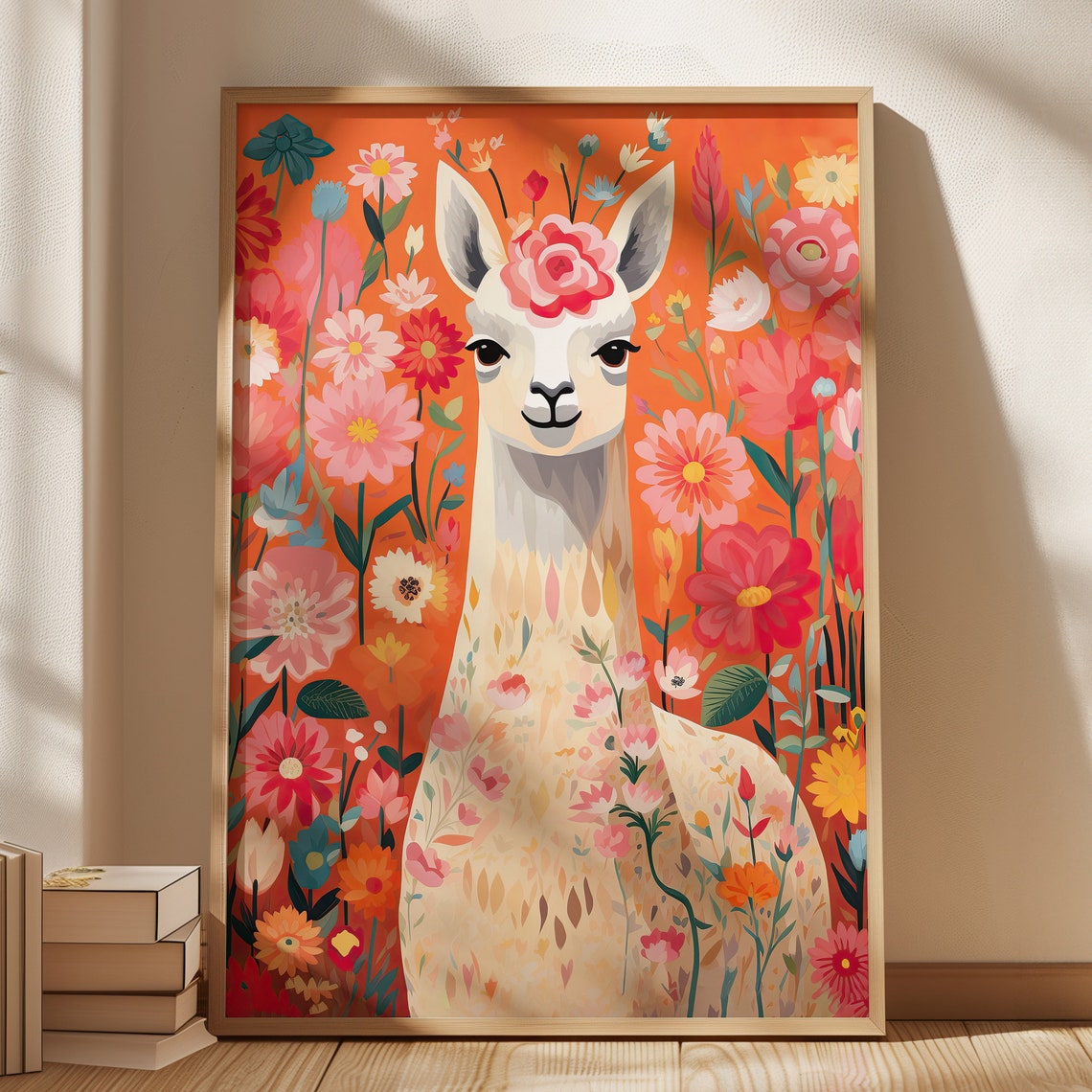 Whimsical Llama Art Print, Boho Floral Llama, Llama Printable Decor ...