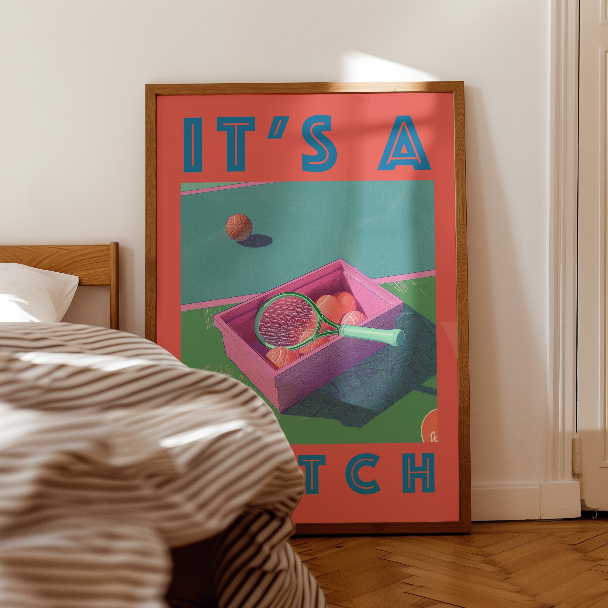 It's a Match Tennis Art Print, Colorful Sports Poster, Game Room Wall ...