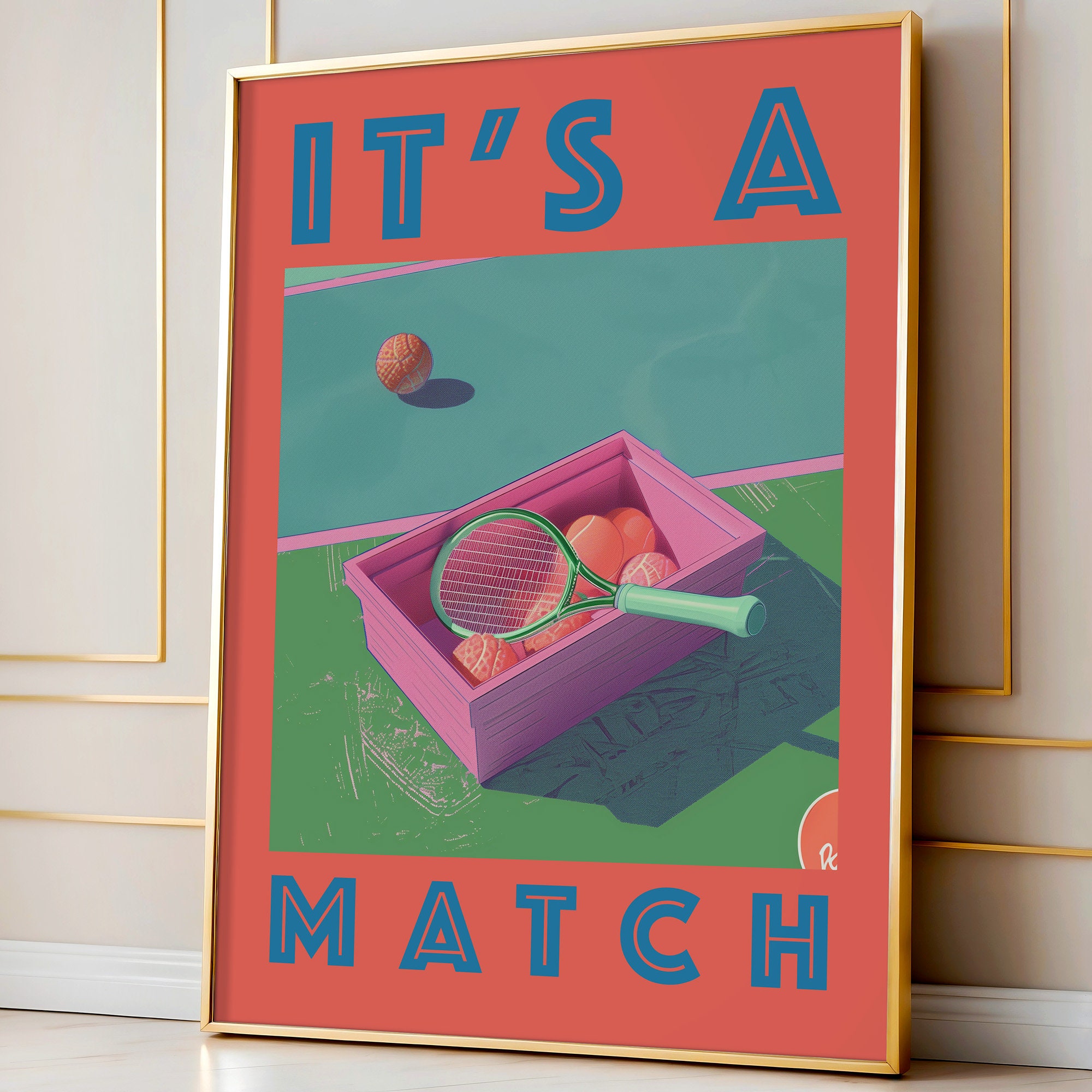 It's a Match Tennis Art Print, Colorful Sports Poster, Game Room Wall ...